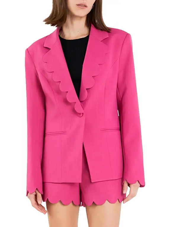 English Factory Scallop Single-button Blazer - Fuchsia