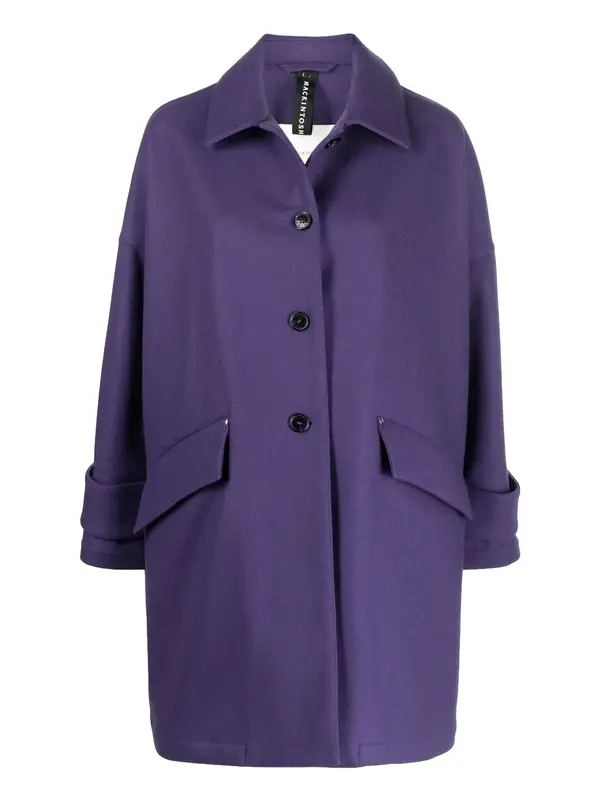 Mackintosh Humbie Wool Overcoat - Purple