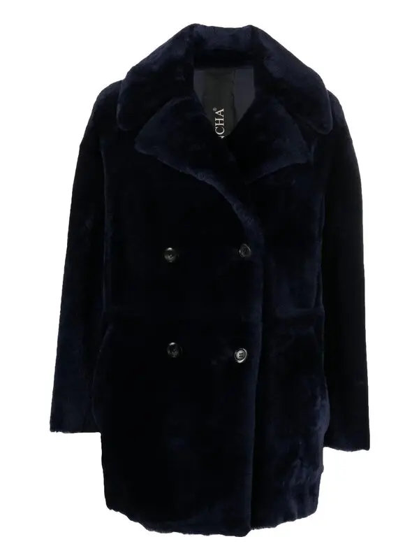 BLANCHA Double-breasted Shearling Jacket - Blue