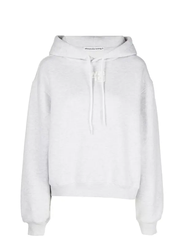 Alexander Wang Rubberised Logo Cotton Hoodie - Grey