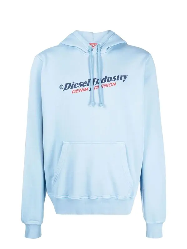 DIESEL® Logo Print Cotton Hoodie - Blue