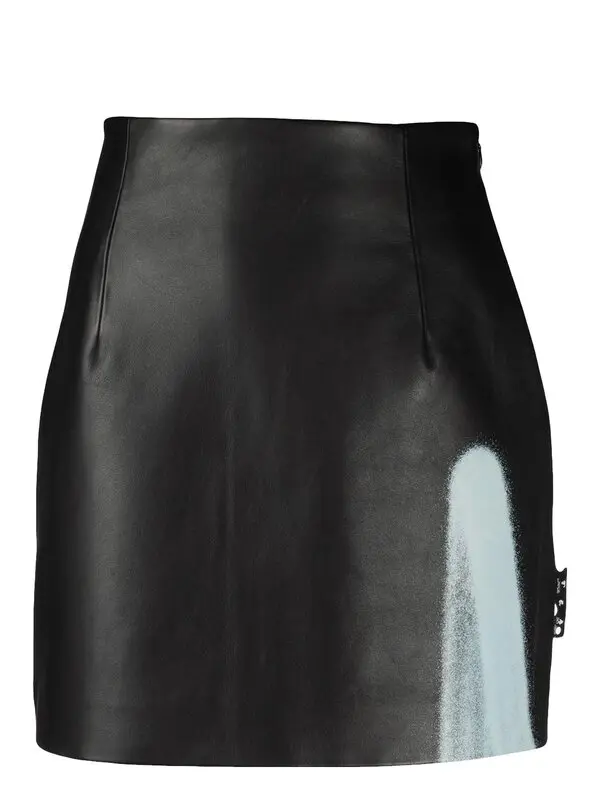 Off-White Graffiti Detail Mini Leather Skirt - Black White