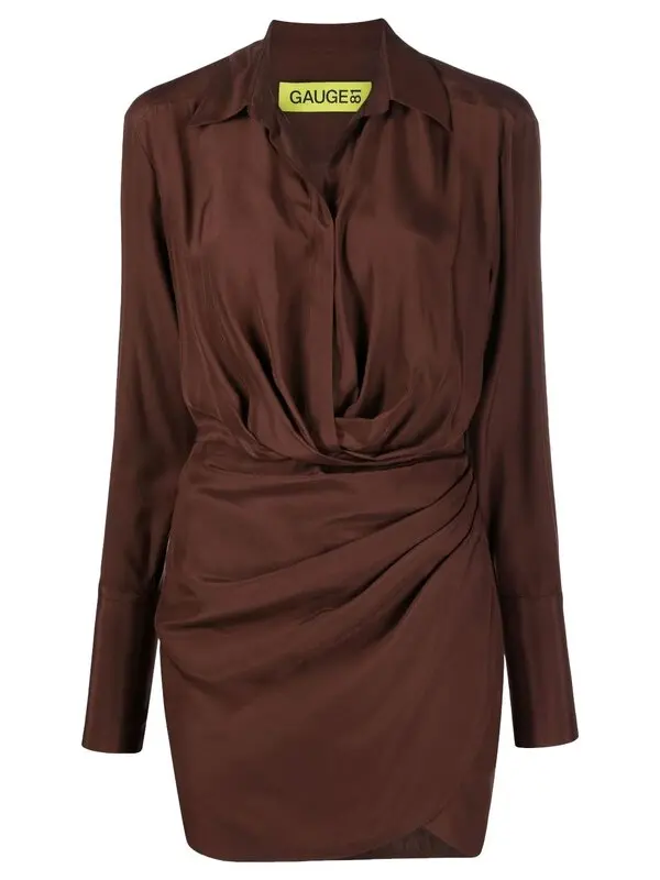 Gauge81 Naha Silk Short Dress - Brown