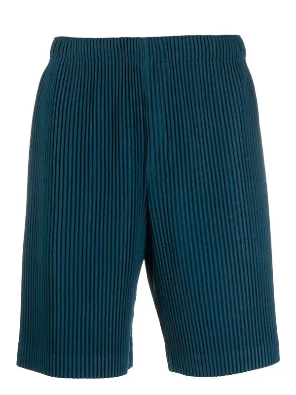 Issey Miyake Pleated Knee-length Shorts - Blue