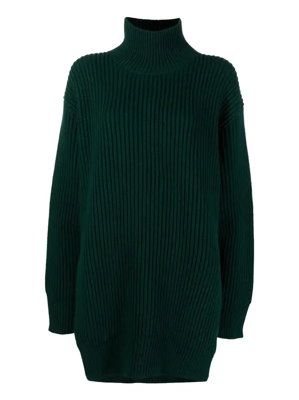 JIL SANDER Roll-neck Ribbed-knit Jumper - Green