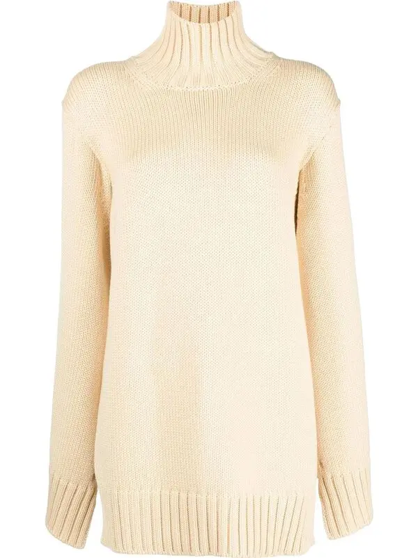 JIL SANDER Slit-sleeves High-neck Jumper - Neutrals
