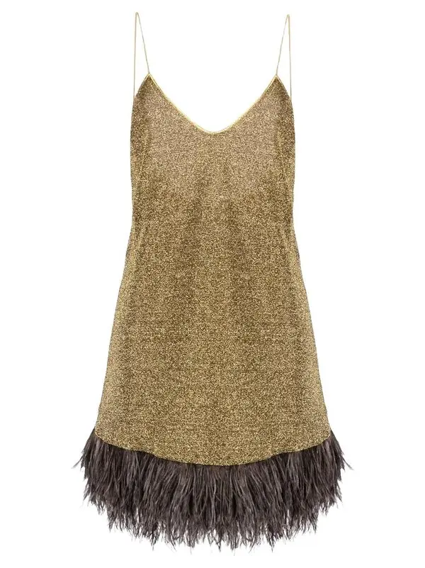 Oseree Lumière Plumage Slip Dress - Yellow