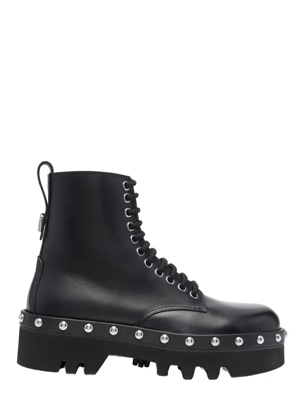 Furla Studded Lace-up Boots - Black