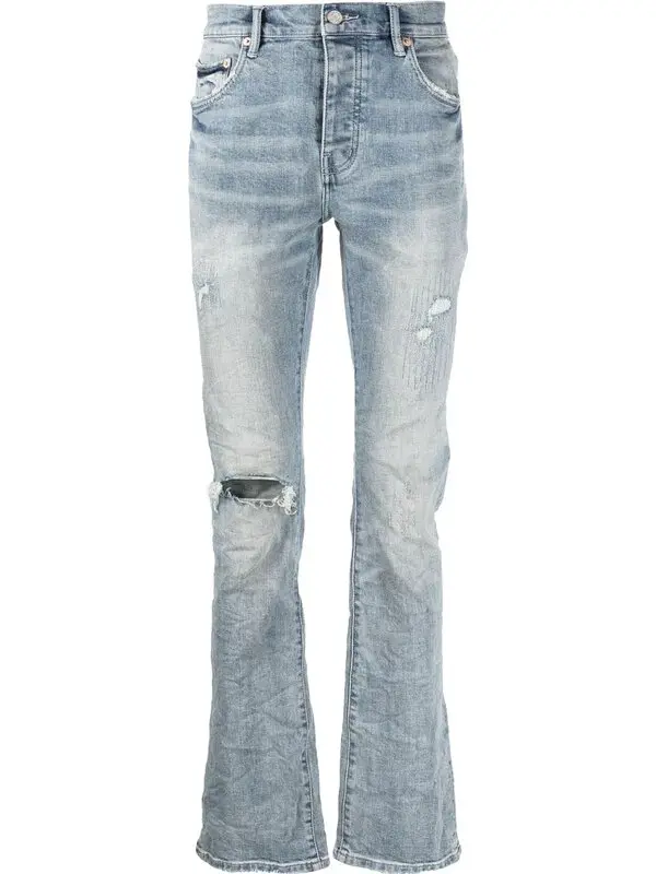 PURPLE BRAND Ripped Bootcut Jeans - Blue