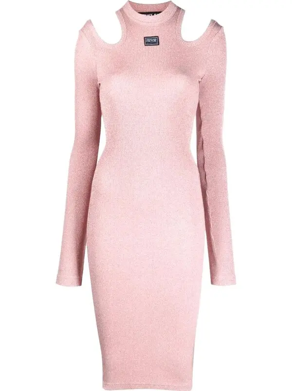 Versace Cut-out Knitted Dress - Pink
