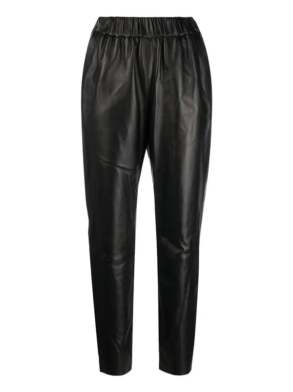 Red Valentino Cropped Leather Trousers - Black