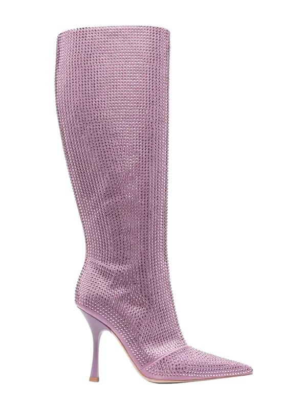 Liu Jo Rhinestone-embellished Knee-high Boots - Purple