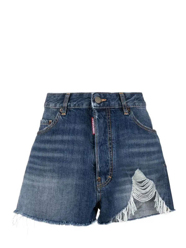 Dsquared2 Distressed Denim Shorts - Blue