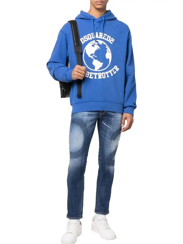 Dsquared2 Globetrotter Logo-print Hoodie - Blue