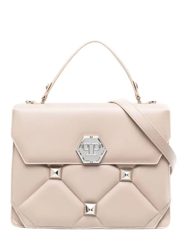 Philipp Plein Quilted Leather Top-handle Bag - Neutrals