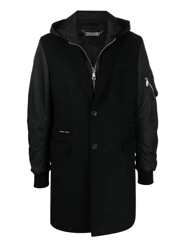 Philipp Plein Zip-up Hooded Coat - Black