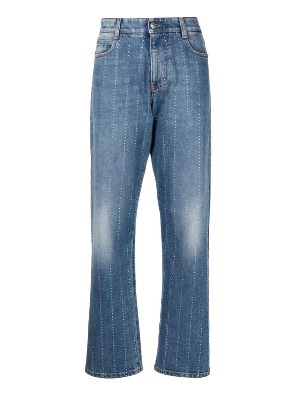 Stella McCartney Rhinestone-embellished Straight-leg Jeans - Blue
