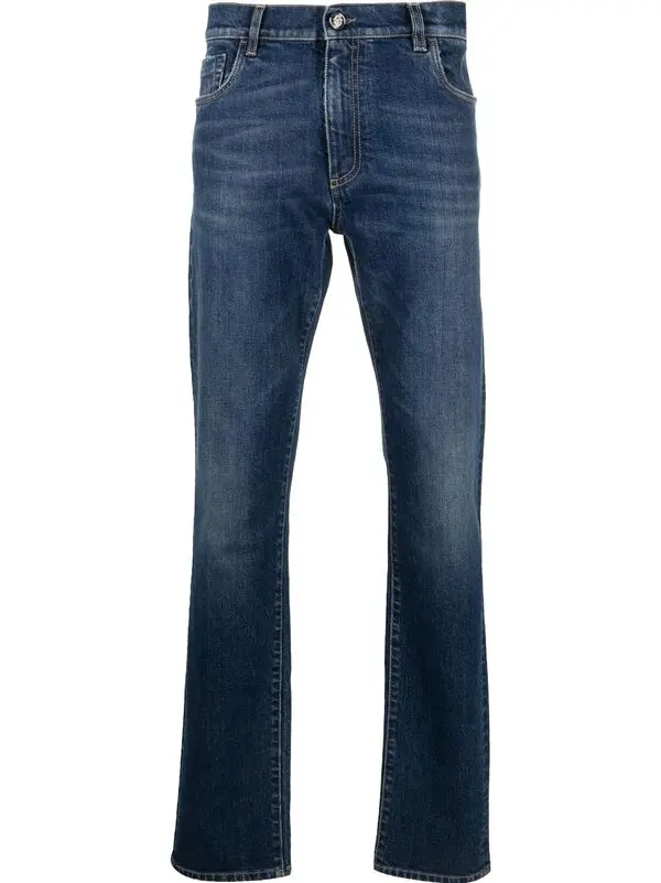 BILLIONAIRE Straight-cut Jeans With Logo Patch - Blue