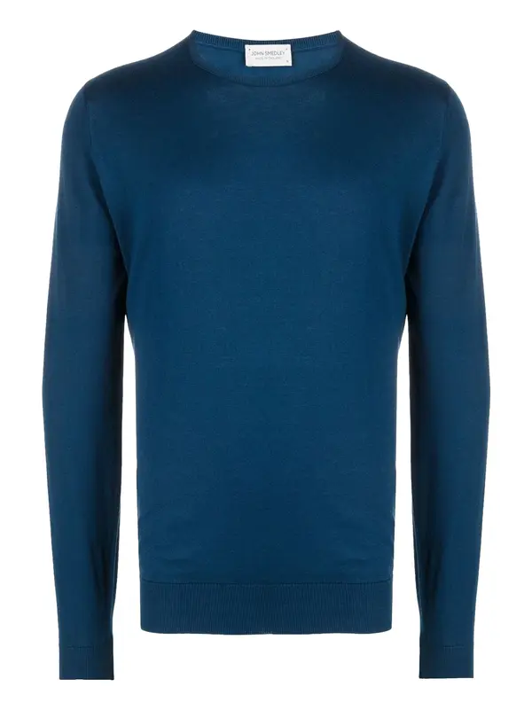 John Smedley Round Neck Knit Jumper - Blue