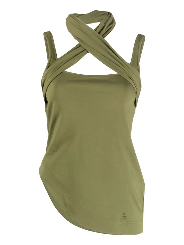Attico Asymmetric Sleeveless T-shirt - Green