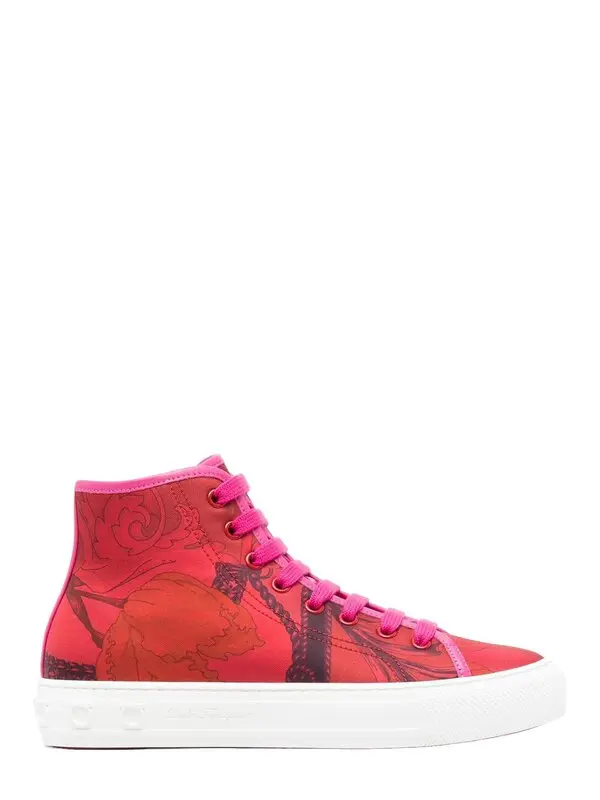 FERRAGAMO Scarf-print High-top Trainers - Red