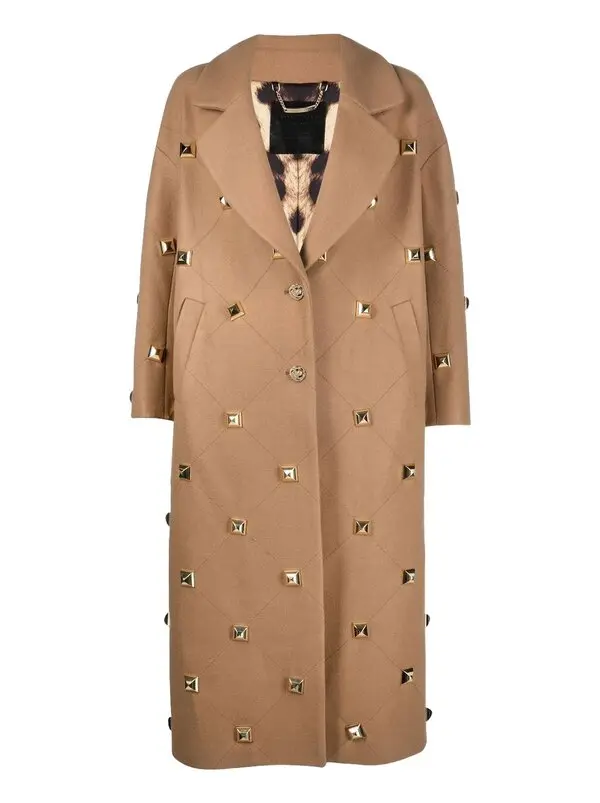 Philipp Plein Stud-detailed Button-front Coat - Neutrals