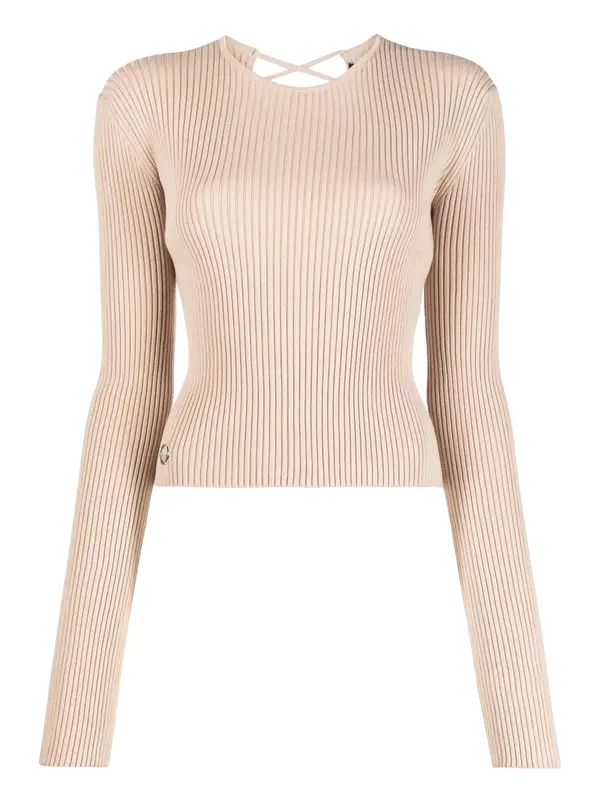 Philipp Plein Lace-up Detail Knitted Top - Neutrals