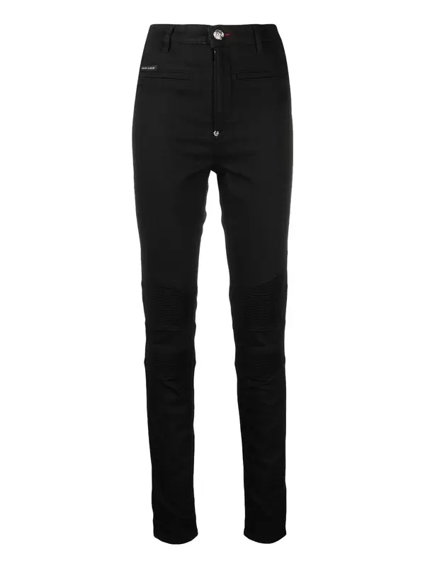 Philipp Plein High-waisted Biker Jeans - Black