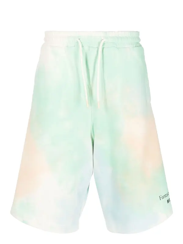 MSGM Logo-print Tie-dye Shorts - Green