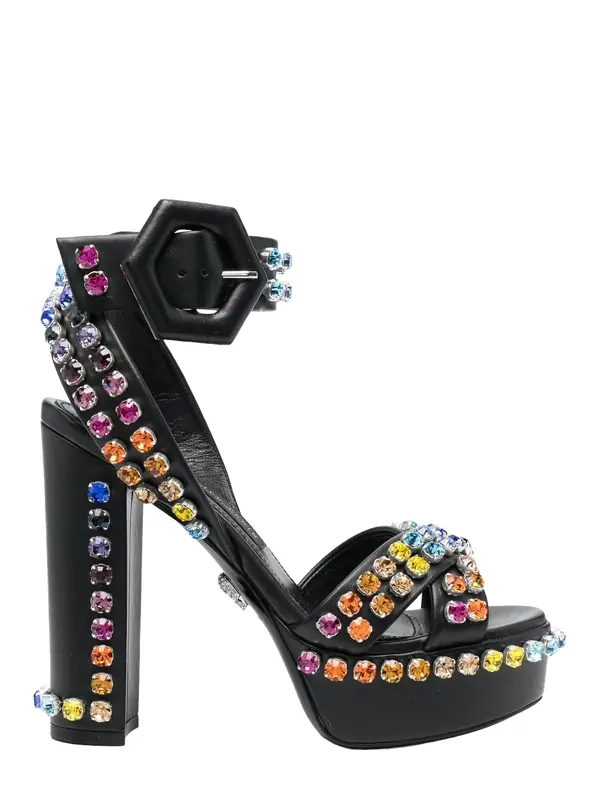 Philipp Plein 135mm Crystal-embellished Platform Sandals - Black