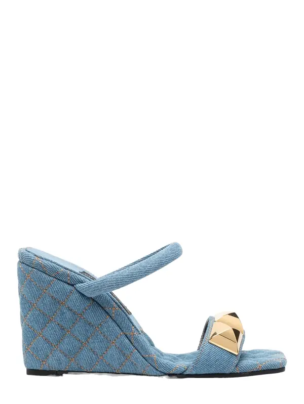 Philipp Plein 110mm Stud-detail Wedge Sandals - Blue