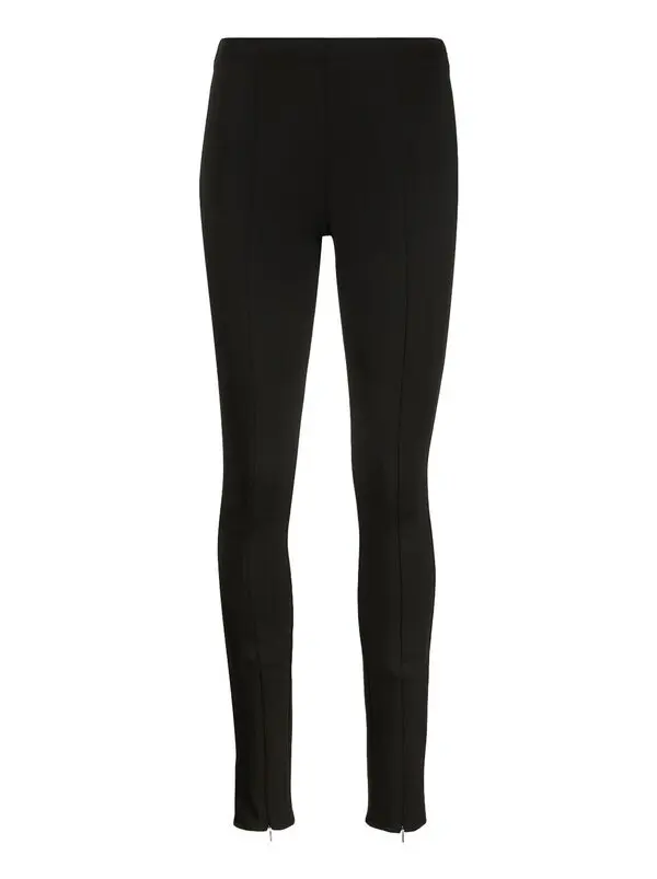Calvin Klein Logo-embroidered Cuff-zip Leggings - Black