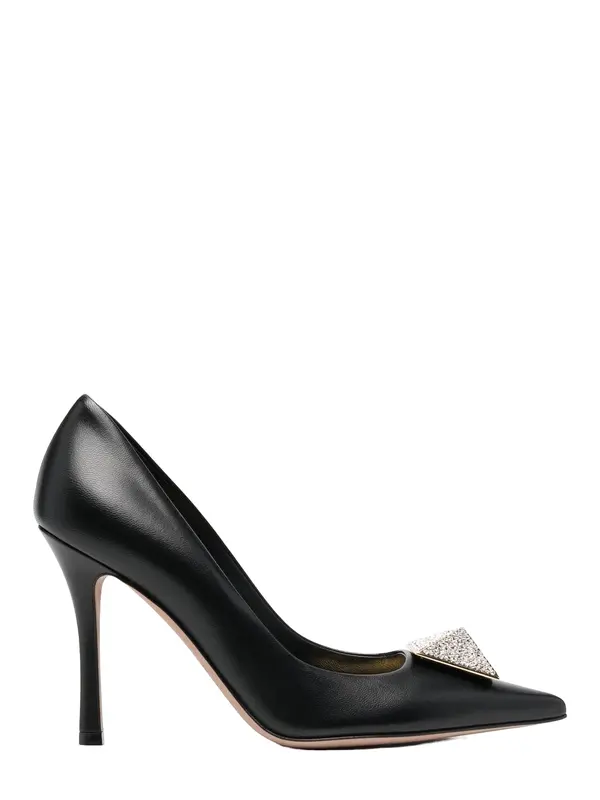 Valentino Garavani 100mm One Stud Embellished Pumps - Black