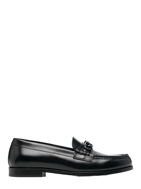 Valentino Garavani Vlogo Chain Leather Loafers - Black