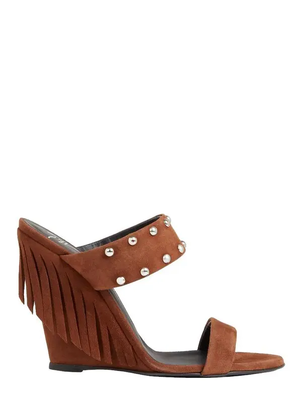 GIUSEPPE ZANOTTI Taline Studded Wedge Mules - Brown