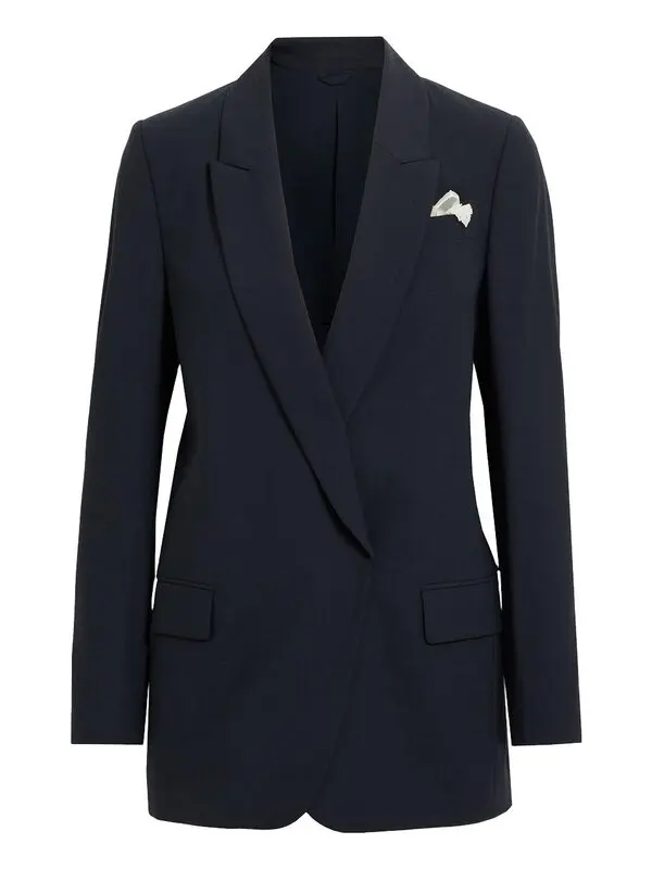 Brunello Cucinelli Double-breasted Wool-blend Blazer - Midnight Blue