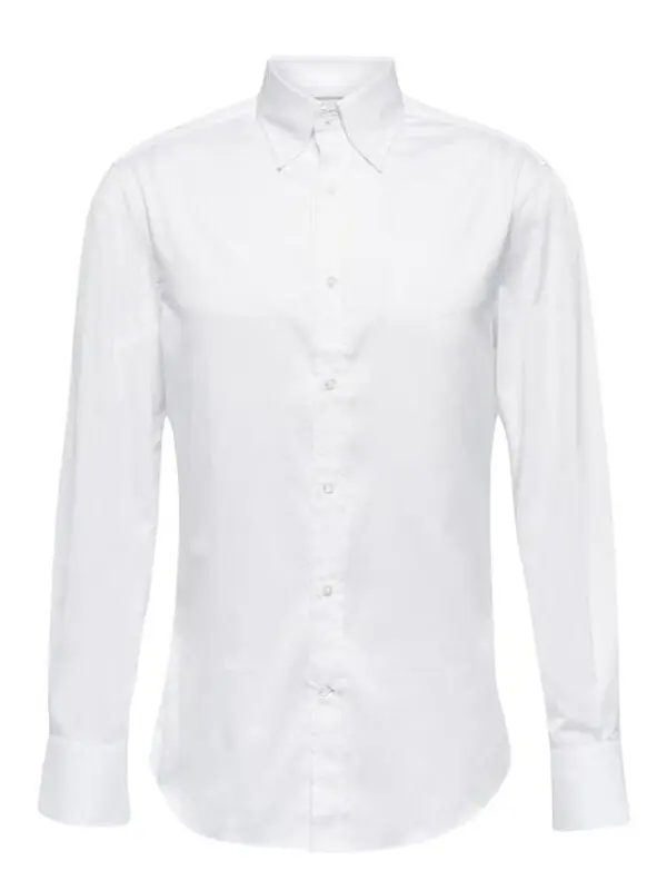 Brunello Cucinelli Slim Cotton Twill Shirt - White
