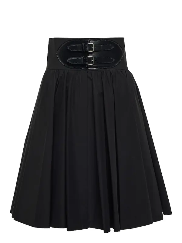Alaïa Belted Cotton Skirt - Black