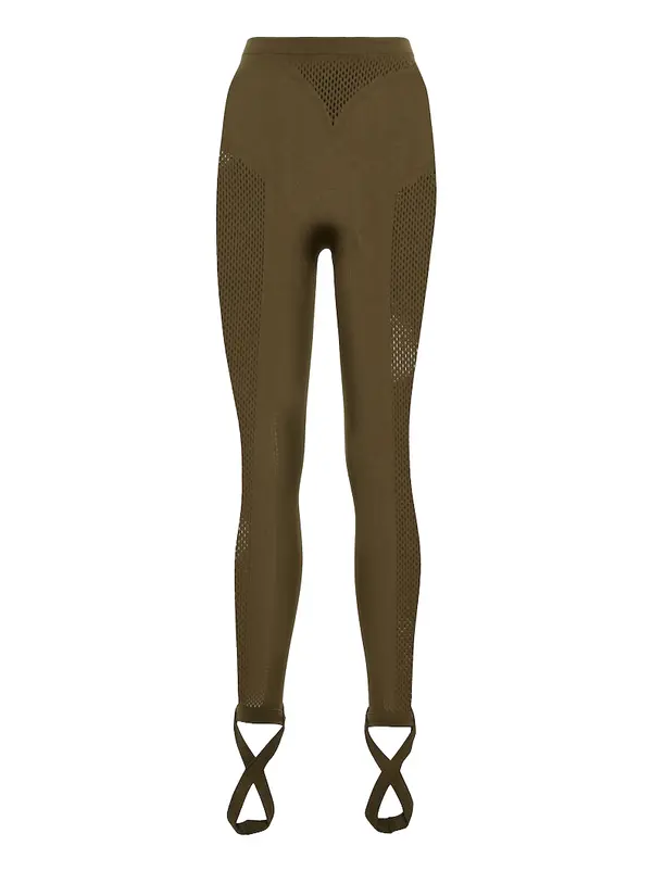 Attico Jersey And Mesh Stirrup Leggings - Green
