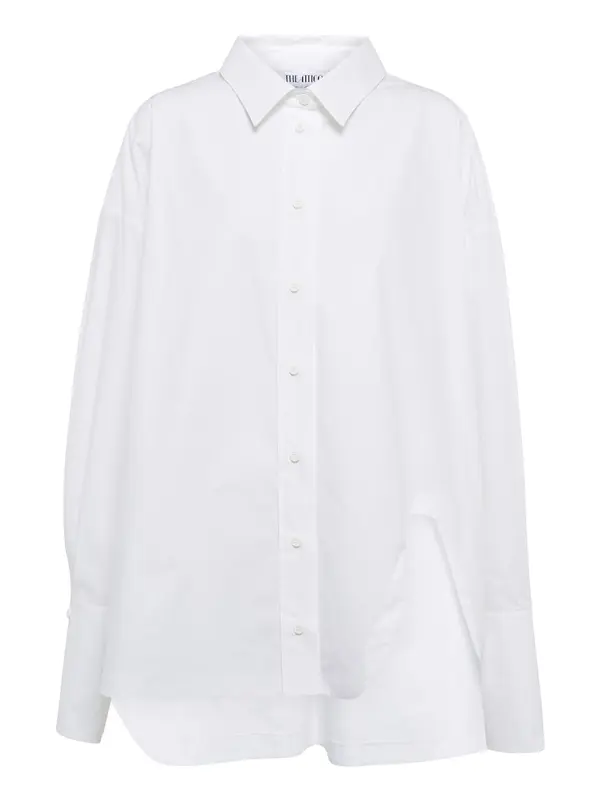 Attico Asymmetric Cotton Poplin Shirt - White