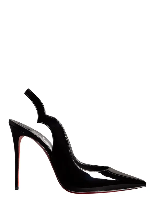 CHRISTIAN LOUBOUTIN Hot Chick Sling Patent Slingback Pumps 100 - Black