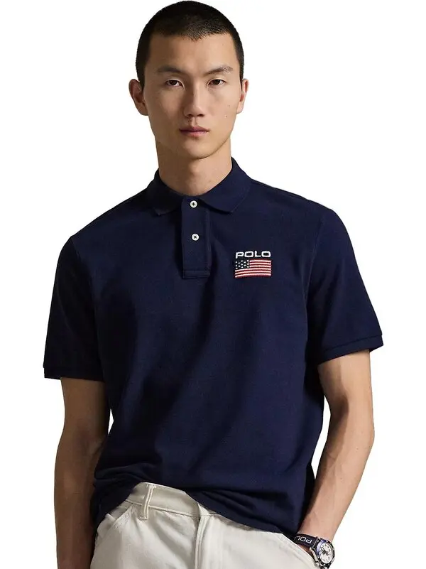 Ralph Lauren Classic Fit Flag Mesh Polo Shirt - Refined Navy