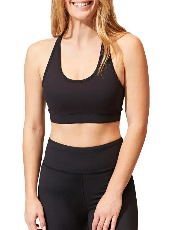 THREADS 4 THOUGHT Malana T-back Sports Bra - Jet Black