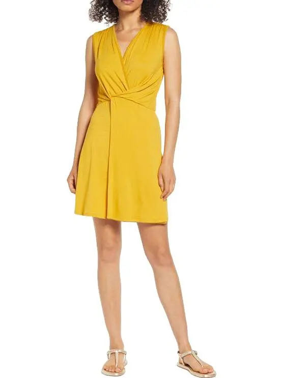 Loveappella Drape Twist Dress - Sunflower