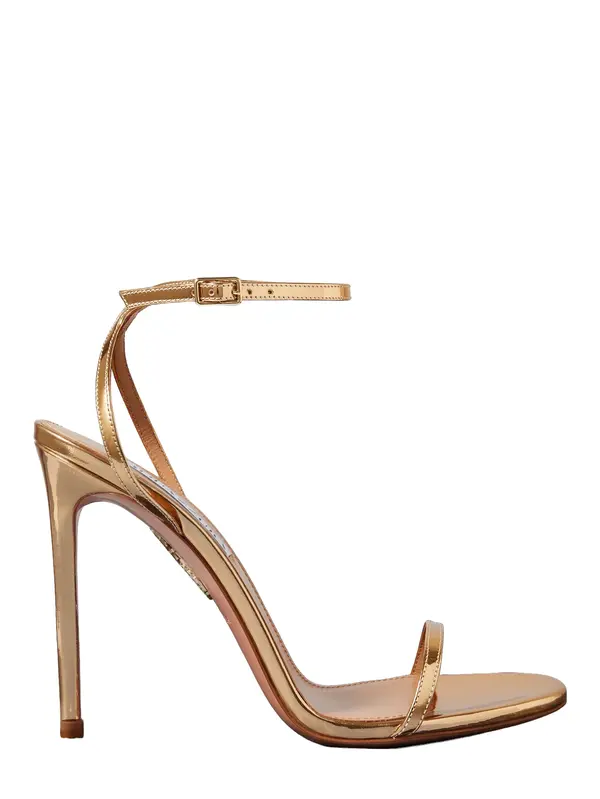 AQUAZZURA Olie 105 Metallic Leather Sandals - Gold