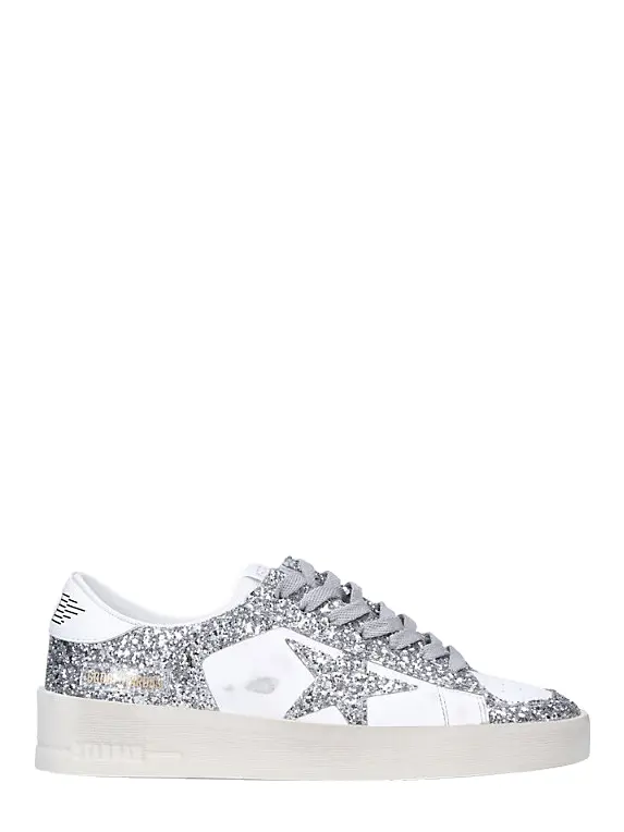 GOLDEN GOOSE Stardan 80185 Glitter Low-top Trainers - Silver