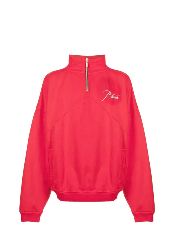 Rhude Embroidered Half-zip Sweatshirt - Red