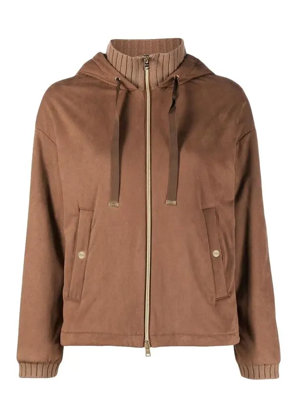 Herno Layered Drawstring Hood Jacket - Neutrals