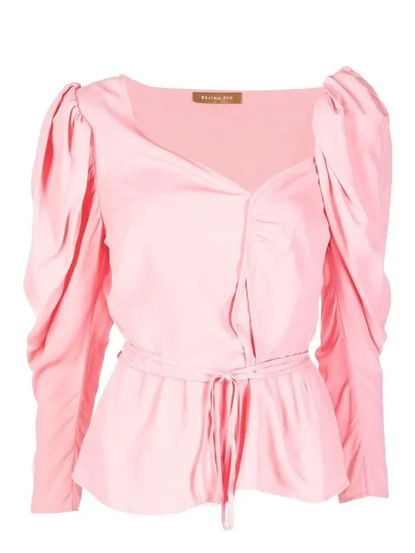 REJINA PYO Puff-sleeve Tie-fastening Blouse - Pink