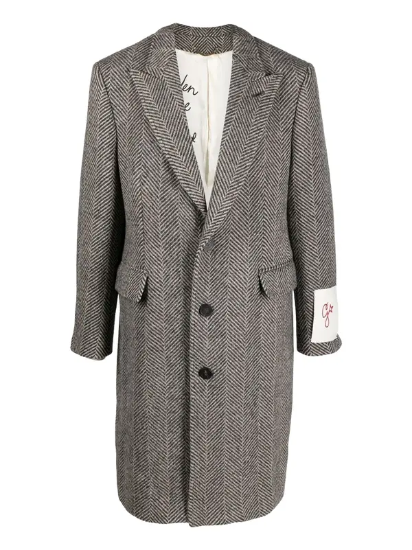 Golden Goose Logo-patch Single-breasted Coat - Grey